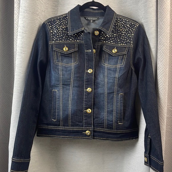 Baccini | Jackets & Coats | Baccini Embellished Denim Jean Jacket Size ...
